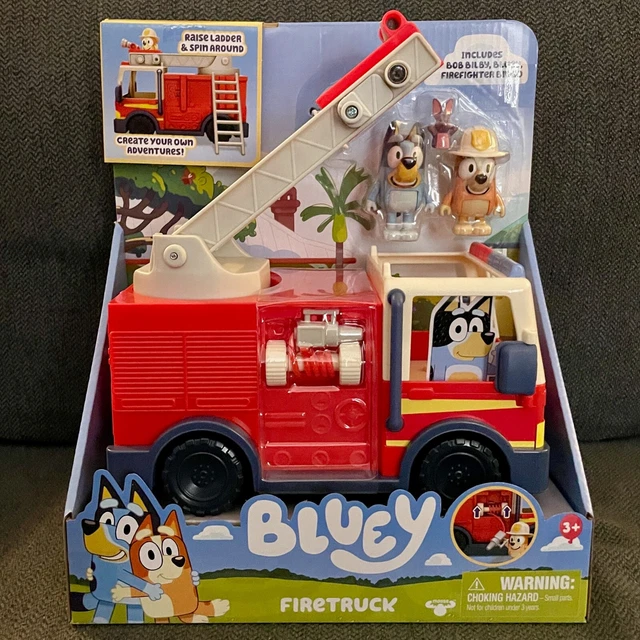 DISNEY BLUEY FIRETRUCK Exclusive Firefighter Bingo Bluey & Bob Bilby ...