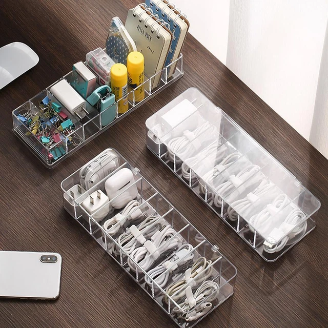 SEE-THROUGH CHARGE CABLE Organizer Box,Data Cable Management Box USB ...
