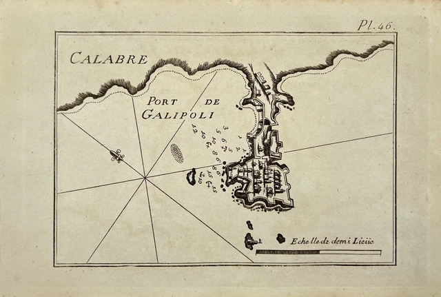 ANTIQUE HARBOUR PLAN - Map of the Port of Gallipoli - Puglia, Italy ...
