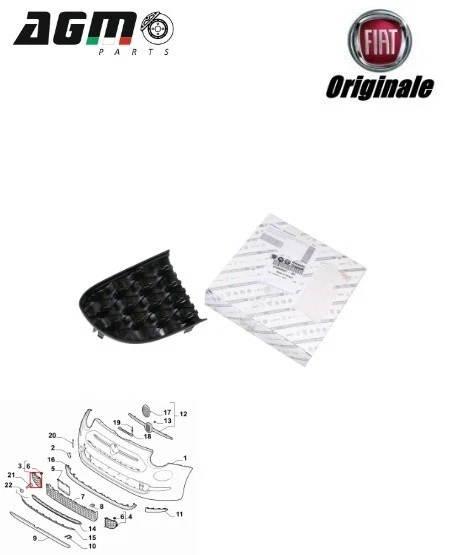 ORIGINAL FIAT 500 735642287 Right Front Bumper Side Display Grid £37.76 ...