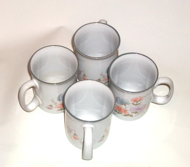DENBY ENCORE SET of 4 Sweetpea Straight Sided Mugs Superb Condition £28 ...