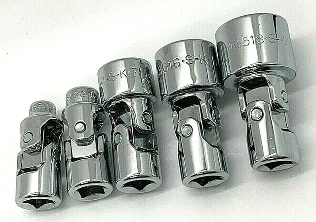 SK TOOLS USA 1/4" DR SAE 6PT Swivel Universal Socket Set Shallow Flex ...