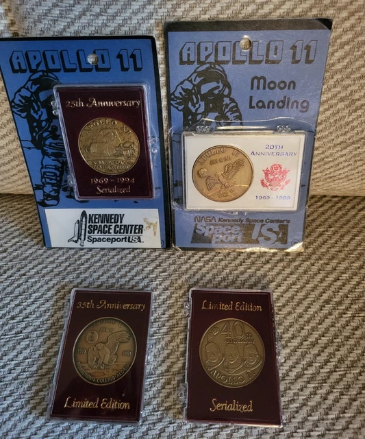 APOLLO 11 20TH 25th 35th & 40th Anniversary Moon Landing Medallions ...