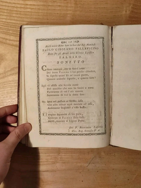 SETTECENTINA SAGGIO POESIA Pallavicini Palmiro Cidonio Legatura ...