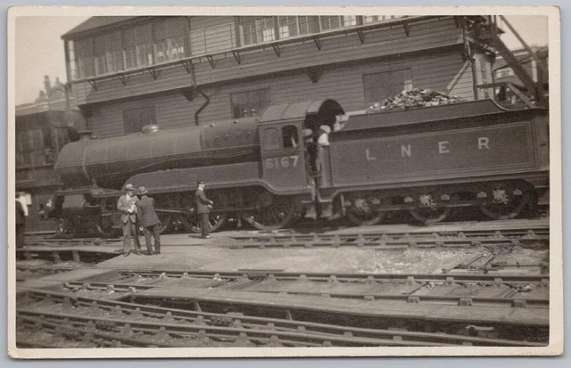 RAIL LNER RAILWAY Steam Engine #6167 at Kings Cross Signal Box RP ...