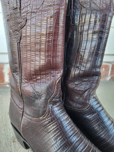 FULL TEJU LIZZARD Vintage Lucchese Boots Point Full Teju Mens 6.5 D ...
