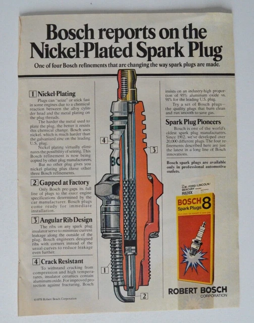 1978 BOSCH SPARK Plugs Advert Magazine - USA £8.40 - PicClick UK