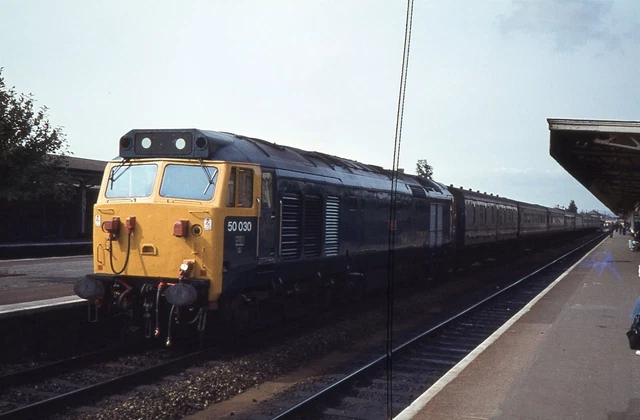 ORIGINAL SLIDE . BR EE Class 50 Diesel 50030 'REPULSE' . Taunton Stn ...