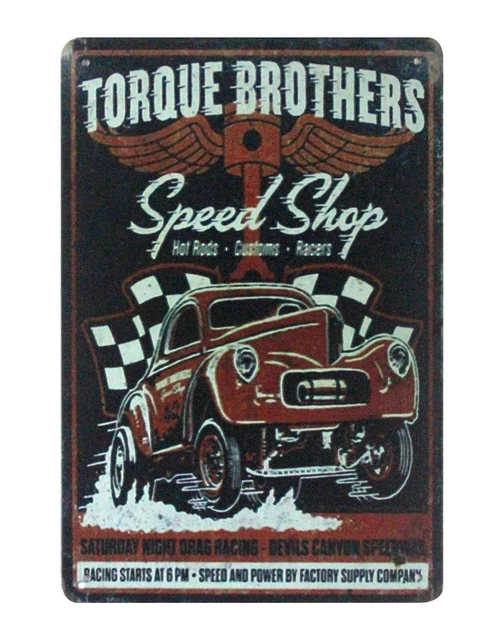 GARAGE SIGNS TORQUE Brothers Speed Shop car garage metal sign £19.21 ...