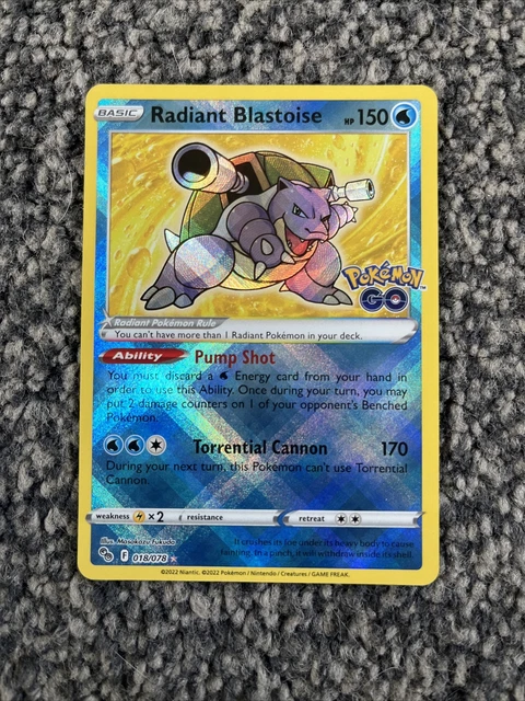 POKEMON CARD - 🌟 Radiant Blastoise 💦 - 018/078 - Pokémon Go - Holo Rare ...
