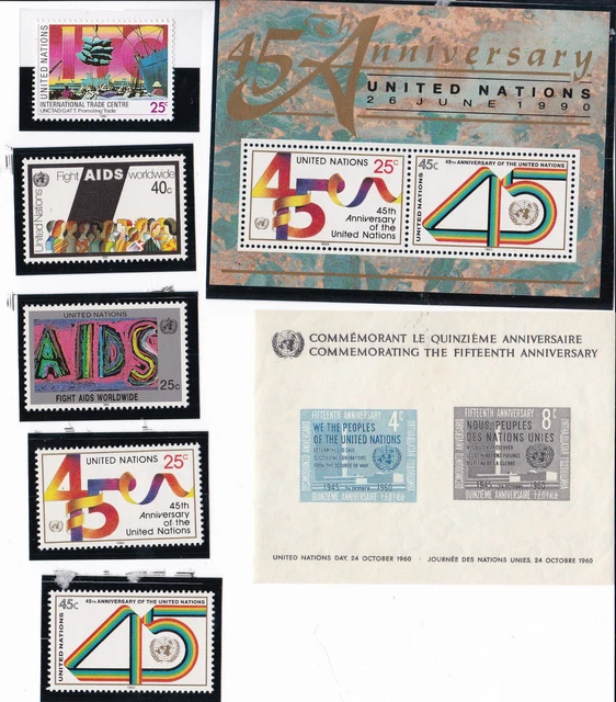 UNITED NATIONS UN Trade Center Aids 45th 15th 1990 1960 Set of MNH ...