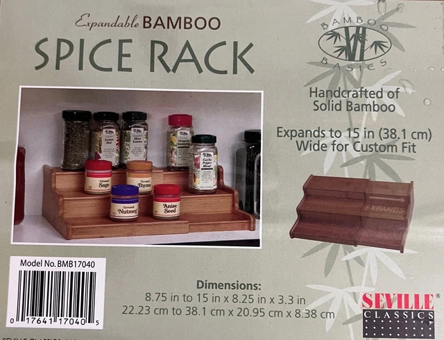 3-TIER EXPANDABLE BAMBOO Spice Rack Step Shelf Cabinet Organizer Nb $23 ...