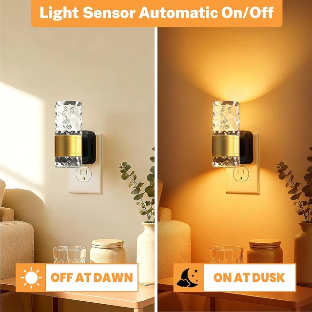 NIGHT LIGHT PLUG in Wall with Dusk to Dawn Sensor, Adjustable 100LM ...