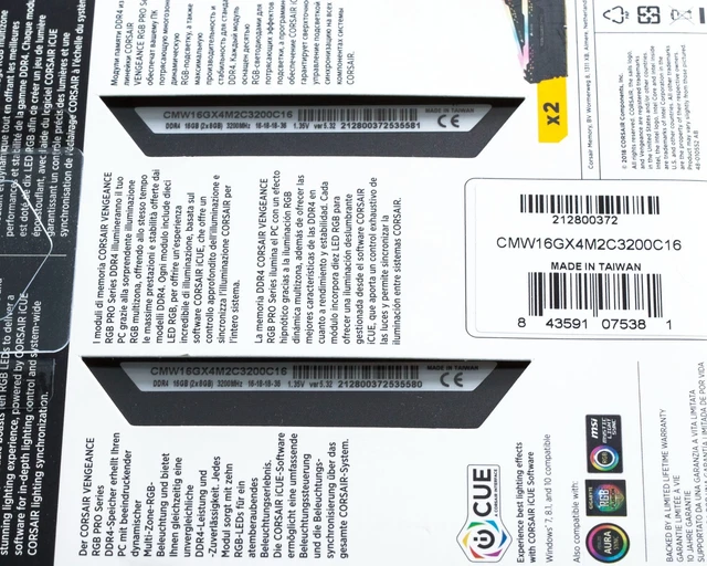 CORSAIR VENGEANCE RGB PRO 16GB 3200MHz DDR4 2x8GB Memory Gaming BLACK ...