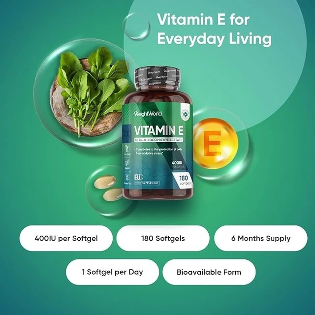 VITAMIN E 400IU 180 Vegan Softgels Alpha Tocopheryl 6 Month Supply £26. ...