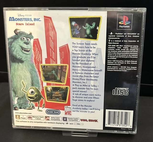DISNEY PIXAR MONSTERS Inc Scare Island Sony PlayStation 1 PS1 Black ...