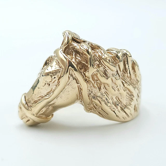 2023 9CT YELLOW Solid Gold Men's Horse Head Ring Size U 1/2 Hallmarked ... 2023 9CT YELLOW Solid Gold Men's Horse Head Ring Size U 1/2 Hallmarked ...