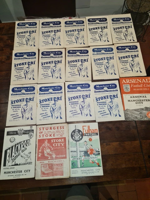 MANCHESTER CITY FOOTBALL Programmes 1951-52 Season Home & Away Joblot ...