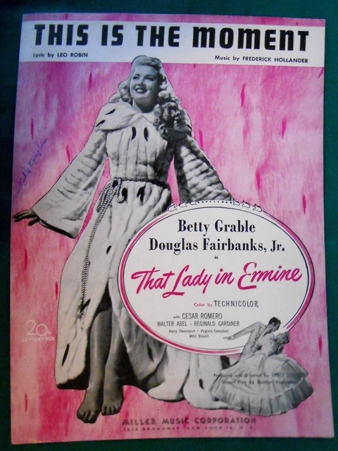 1948 ORIGINAL BETTY GRABLE Movie Star Sheet Music THAT LADY IN ERMINE ...