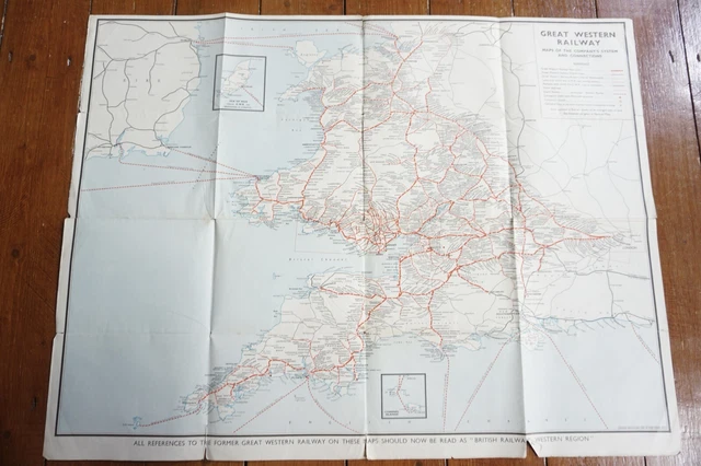 GWR GREAT WESTERN Railway Doubled Sided Map 62cm x 47cm £14.99 ...
