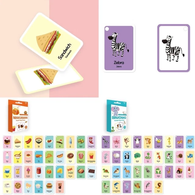 INDONESIAN ENGLISH BILINGUAL Language Animal Vocabulary Cards For Kids ...