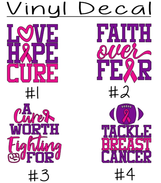 BREAST CANCER SET A 3" Vinyl Decal Sticker for Coffee Cup, Tumbler, Car ...