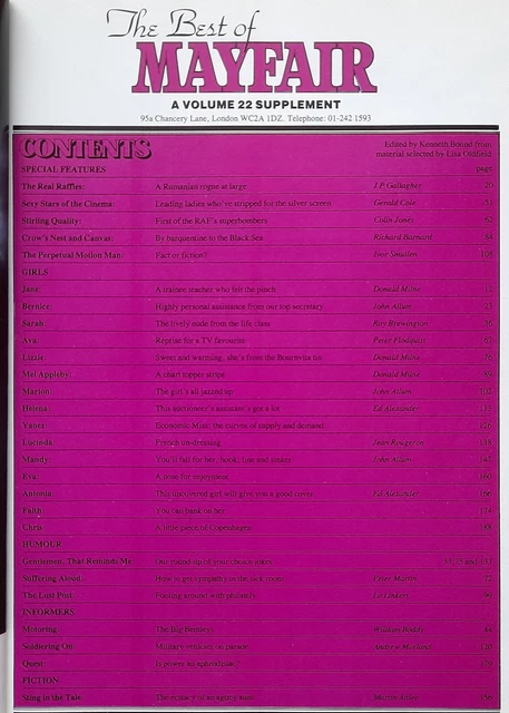 BEST OF MAYFAIR Magazine Number 7 Mel Appleby 196 pages Mens Vintage ...