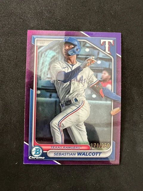 2024 BOWMAN CHROME #BCP-81 Sebastian Walcott violet méga/250 Texas ...