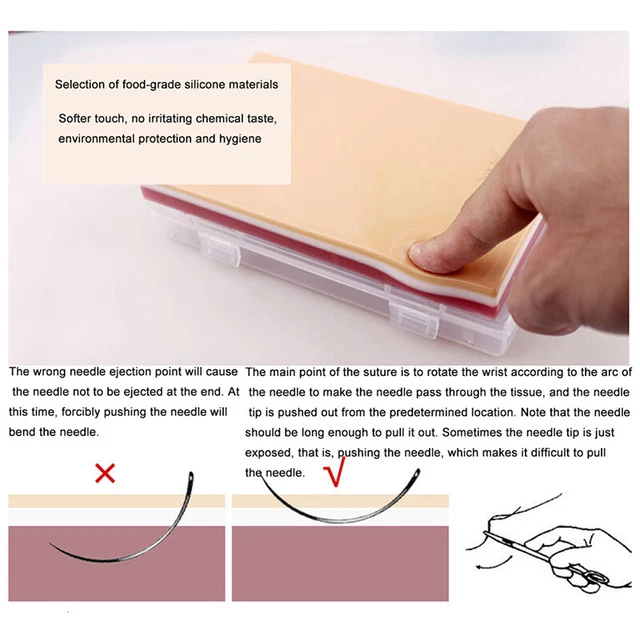 DIY SILICONE SUTURE Practice Skin Stitches Model Surgical Incision ...