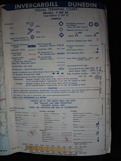 VISUAL TERMINAL CHART Invercargill Dunedin $50.00 - PicClick AU
