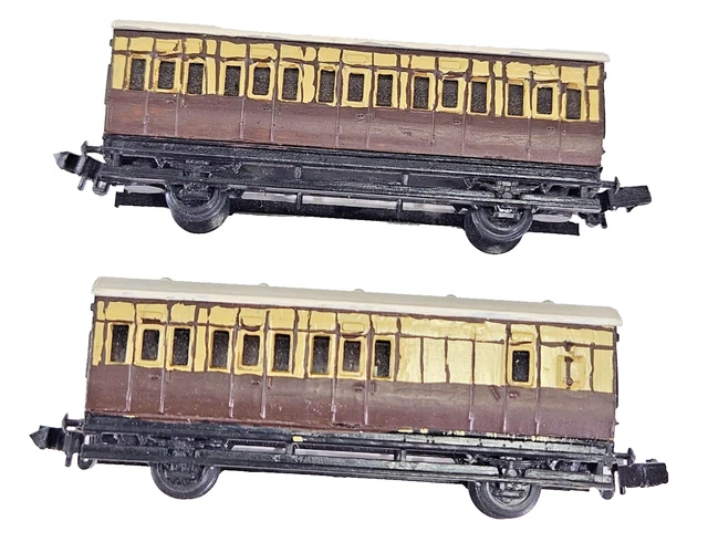RAKE OF 2X GWR Dean Clerestory Model Railway Passenger Coaches N Gauge ...