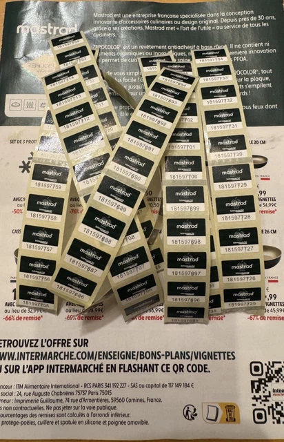 80 VIGNETTES INTERMARCHÉ 2025 MASTRAD jusqu'au 25 janvier 2026 EUR 10 ...