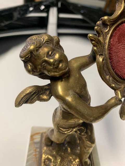 BEAU PORTE MONTRE à gousset ancien en BRONZE / Décor d'angelots EUR 34 ...