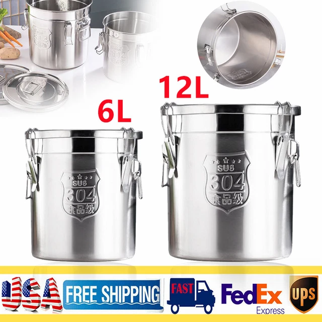 STAINLESS STEEL AIRTIGHT Cereal Container Kitchen Rice Milk Grain ...