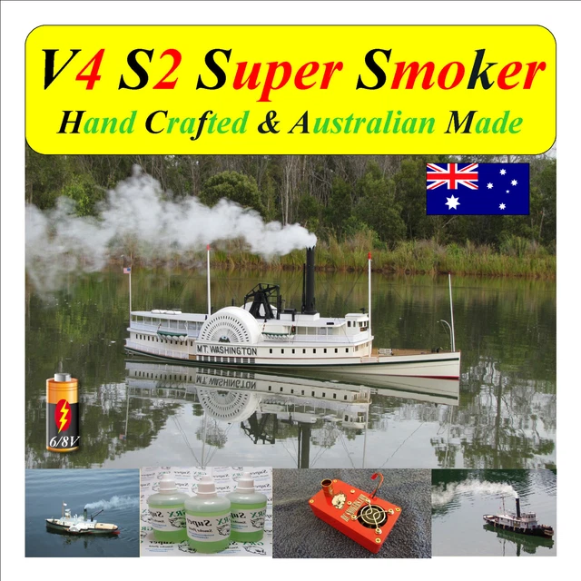 RC MODEL BOAT Smoke Generator 6-8 Volt & Smoke Fluid V4 S2 Series Two ...