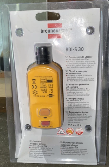 BRENNENSTUHL PERSONENSCHUTZ-STECKER BDI-S 2 30 IP54 Personenschutzstecker mit... EUR 20,00 ...