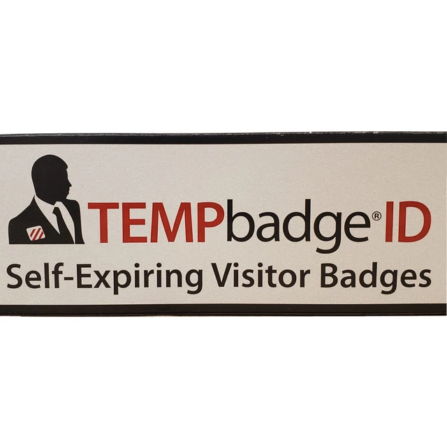 TEMPBADGE ID SELF-EXPIRING Visitor Badge Red Bar Adhesive 15/16 x 1 15/ ...