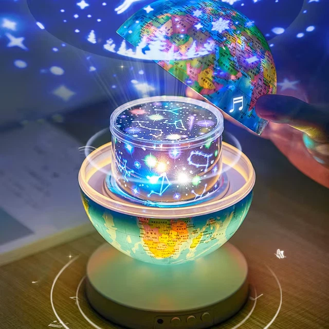 LED WORLD GLOBE Projection Lamp - Rotating Night Light USB, Smart Home ...