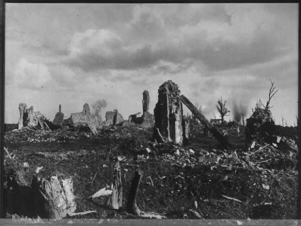 WWI BOMBED VILLAGE in landscape, Flanders, World War I - Old Photo EUR ...