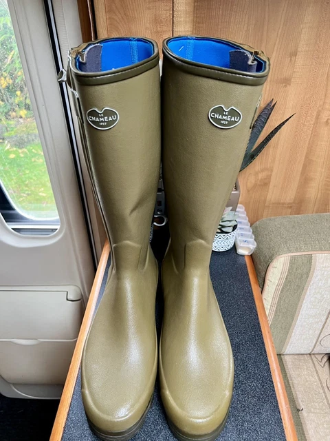 LE CHAMEAU CHASSEUR Neoprene Lined Wellies UK Size 12 Full Zip Calf ...