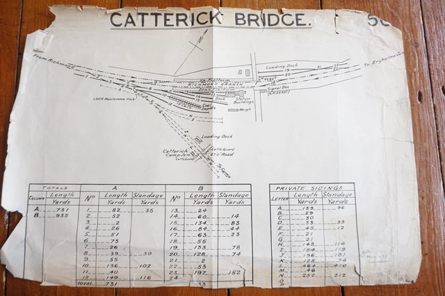 1933 CATTERICK BRIDGE Railway Drawing Diagram Map Plan £23.99 - PicClick UK