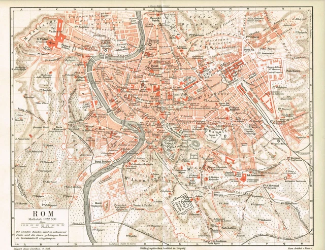 STADTPLAN VON ROM 1890 Original-Graphik EUR 7,99 - PicClick FR