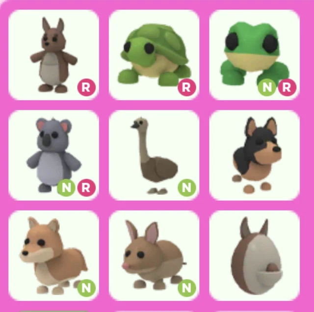 ADOPT ME AUSSIE BUNDLE ALL PETS KANGAROO, TURTLE KOALA Legendary EUR 28 ...