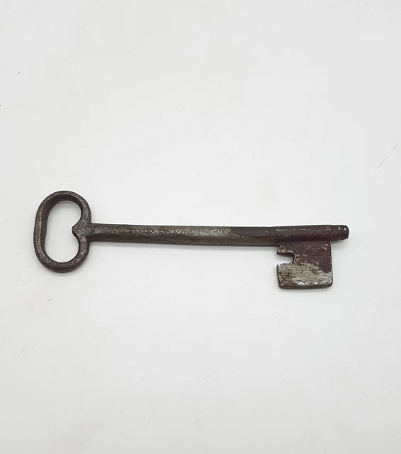 ANCIENNE GROSSE CLÉ en fer forgé clef L 165 mm Ø 10 mm Chateau église ...