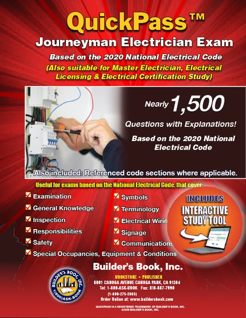 GUIDE D'EXAMEN JOURNEYMAN Electrician QuickPass basé sur le NEC 2020 avec CD-ROM EUR 53,54 ...