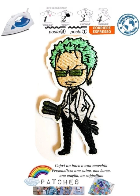 TOPPA TERMOADESIVA RORONOA Zoro one piece patch iron on manga pirate écusson new EUR 6,88 ...