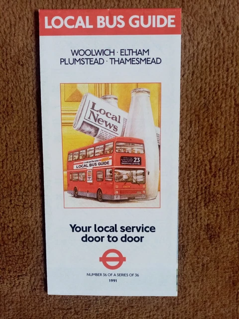 LONDON TRANSPORT 1991 Local Bus Map & Guide - Woolwich & Eltham Areas £ ...