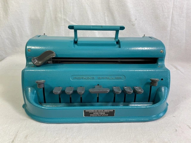 ANCIENNE MACHINE À écrire en Braille PERKINS BRAILLER Bleu Proche Du ...