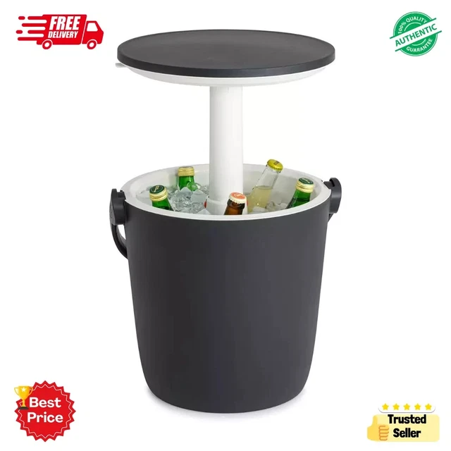 KETER 2 IN 1 Cooler & Table Portable Small Round Outdoor Picnic Patio ...