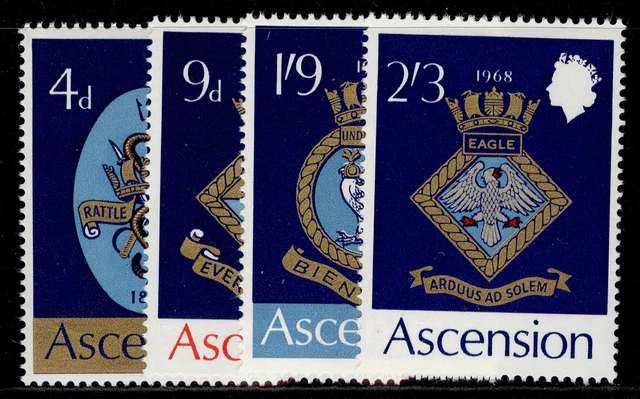 ASCENSION QEII SG121-124, 1969 Royal navy crests set, NH MINT. £2.50 ...